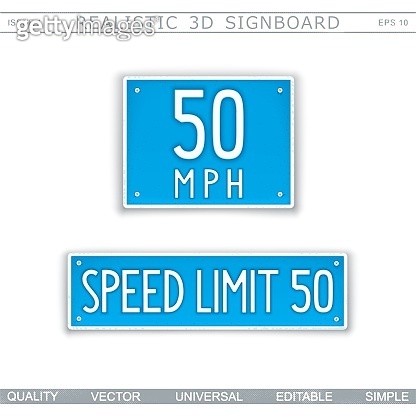 Speed Limit. 50 miles. Traffic sign (961232676) - 게티이미지뱅크