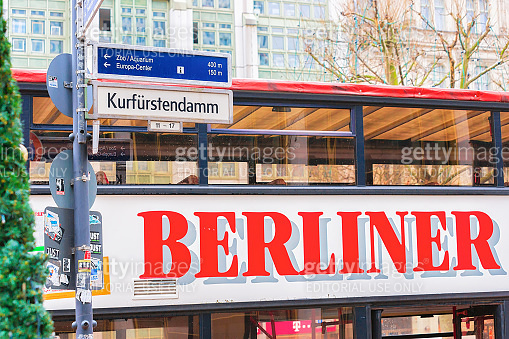 Kurfurstendamm direction plate at Berliner red excursion city bus ...