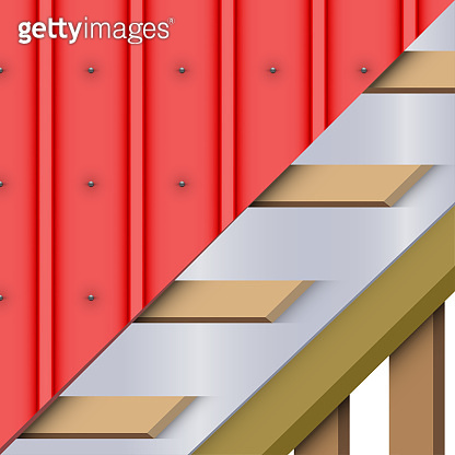 Red zinc metal roofing cover and layers 이미지 (959247978) - 게티이미지뱅크