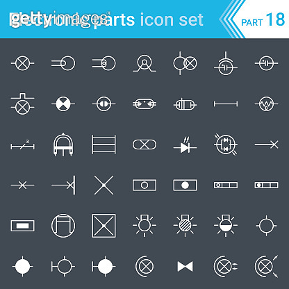 Electric and electronic icons, electric diagram symbols. Lighting ...