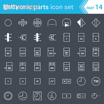 Electric and electronic icons, electric diagram symbols. Electrical ...
