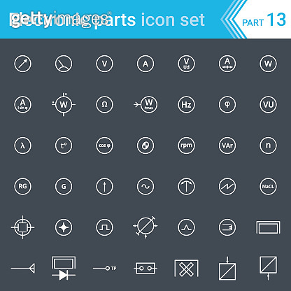Electric and electronic icons, electric diagram symbols. Electrical ...