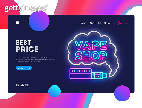 Vape Shop design template vector. Vaping web banner interface, Neon ...