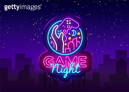 Game Night neon sign Vector logo design template. Game night logo in ...
