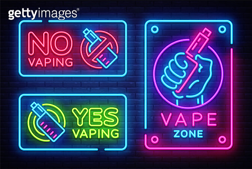 Vaping neon signs collection vector template, light banner, bright ...