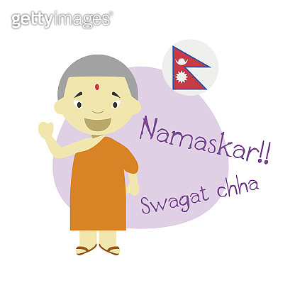 Vector illustration of cartoon character saying hello and welcome in ...