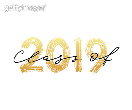 Class of 2019. Modern calligraphy. Hand drawn brush lettering logo ...