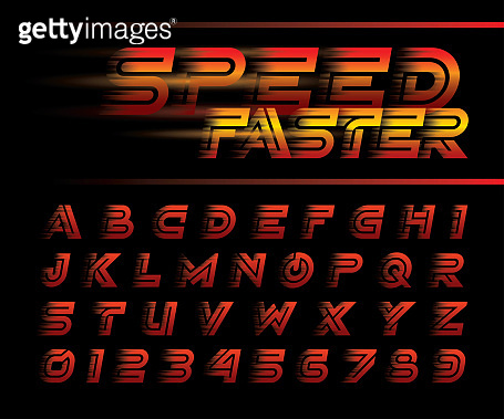 Vector of Futuristic Alphabet Letters and numbers, Speed effect faster ...