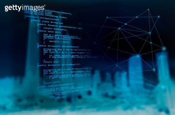 Programming Code and Wireless Technology Background Cityscape ...
