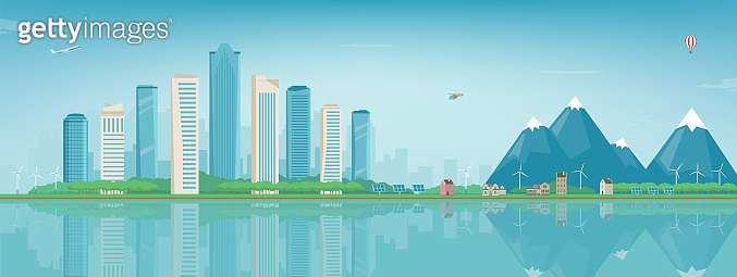 City landscape and suburban landscape. Building architecture, cityscape ...