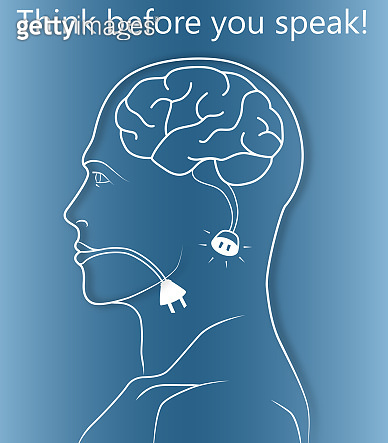 Think before you speak abstract illustration showing un-plugged socket ...