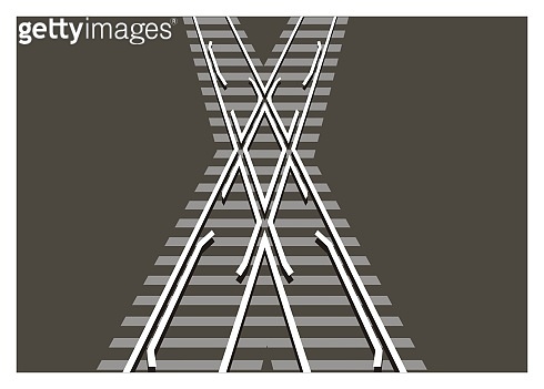 level junction railroad/railroad crossing simple illustration 이미지 ...
