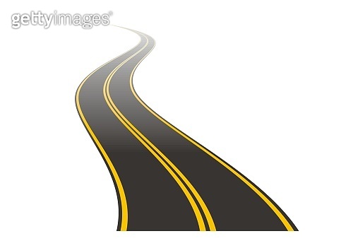 winding road simple illustration in perspective view 이미지 (1049584298 ...