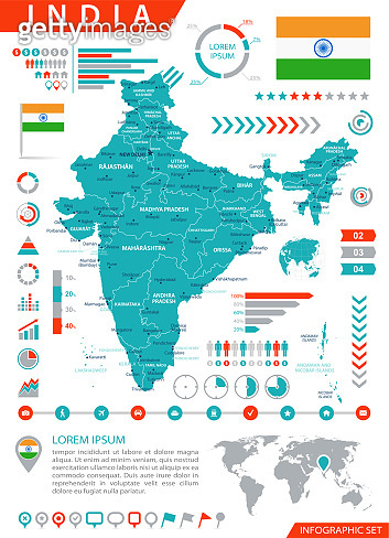 Map of India - Infographic Vector 이미지 (956577816) - 게티이미지뱅크