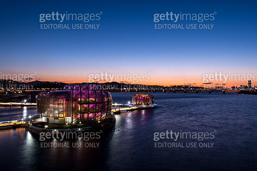 Night view of Some Sevit (Hangang Floating Island) in Seoul, South ...
