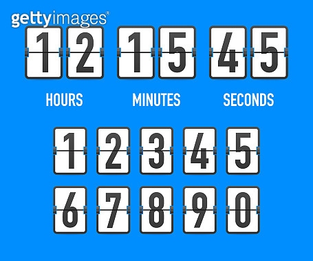 Flip countdown clock counter timer. Vector time remaining count down flip board with scoreboard ...