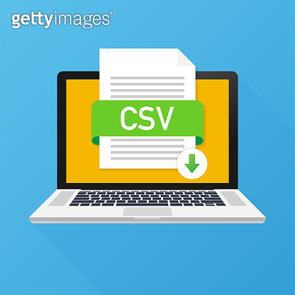 Download CSV button on laptop screen. Downloading document concept ...