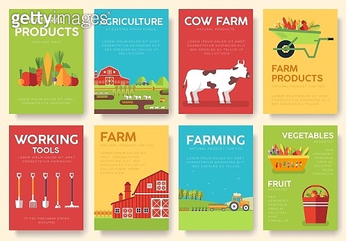 Farm information cards set. Nature template of flyer, magazines ...