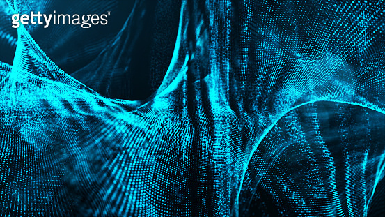 Digital blue color particles wave motion abstract background 이미지 ...