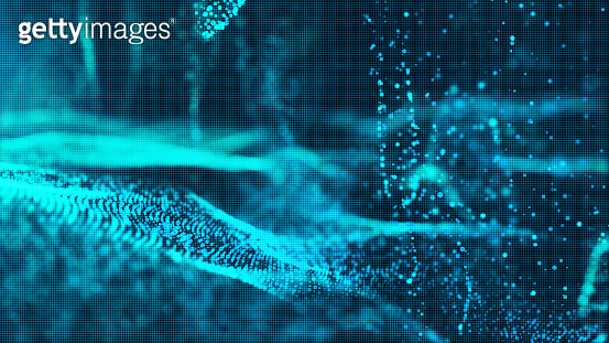 Digital blue color wave particles abstract background for your business ...