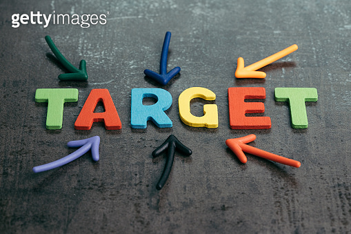 Business target plan or goal for success concept, multi colorful magnet ...