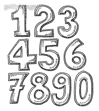 Set Of Numbers Drawing 이미지 (1084845868) - 게티이미지뱅크