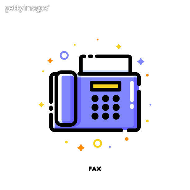 Icon of fax for office work concept. Flat filled outline style. Pixel ...