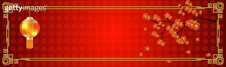 Horizontal empty banner in chinese oriental style. Design template with ...