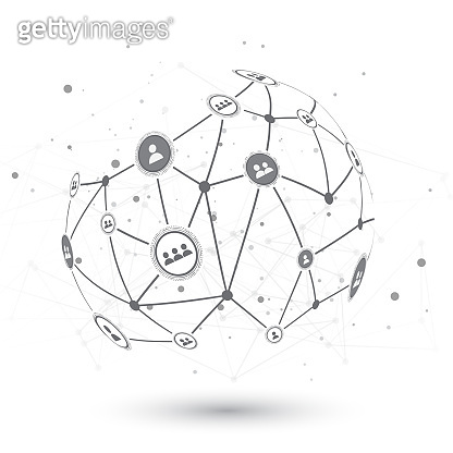 3D Social Network with Lines Grid Vector Design Concept Illustration ...