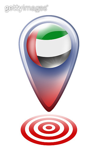 United Arab Erimates button map pointer with flag isolated on white 이미지 ...