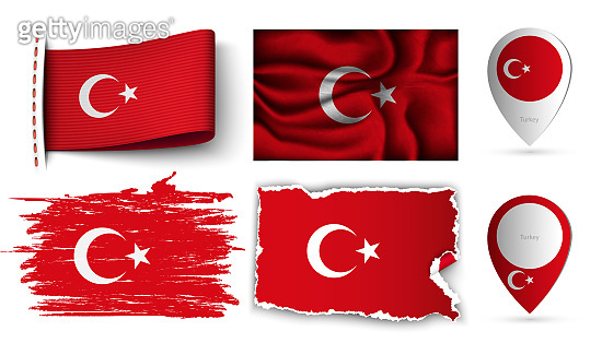 set of turkey flags collection isolated on white 이미지 (1047327596) - 게티이미지뱅크