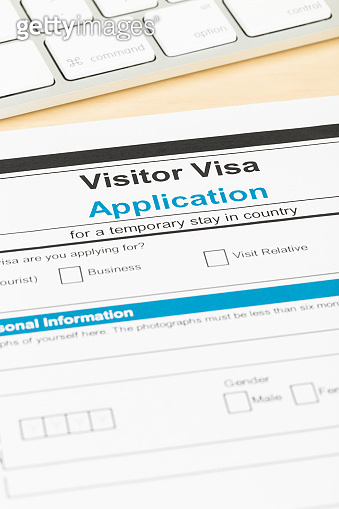 Visa application form with keyboard; form is mock-up 이미지 (1037592108 ...
