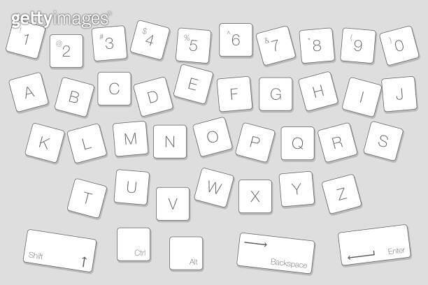 Vector Keyboard Computer Letter Keys. Isolated White Buttons in ...