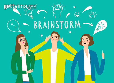 Cartoon brainstorm illustration. 이미지 (954814006) - 게티이미지뱅크