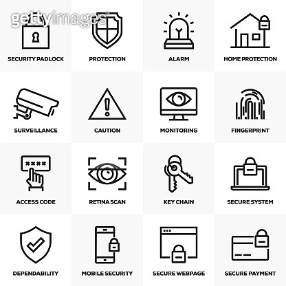 SECURITY LINE ICONS SET 이미지 (1084124718) - 게티이미지뱅크