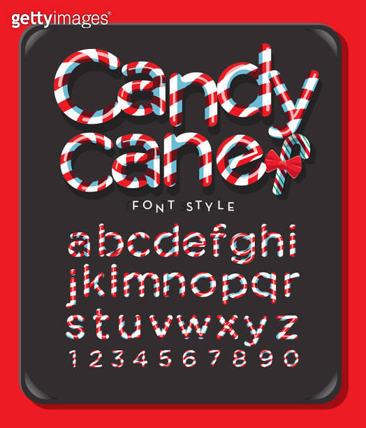 Candy Cane alphabet lowercase font design with red and white stripes ...