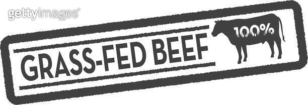Grass-fed beef stamp or label design template 이미지 (962736546) - 게티이미지뱅크