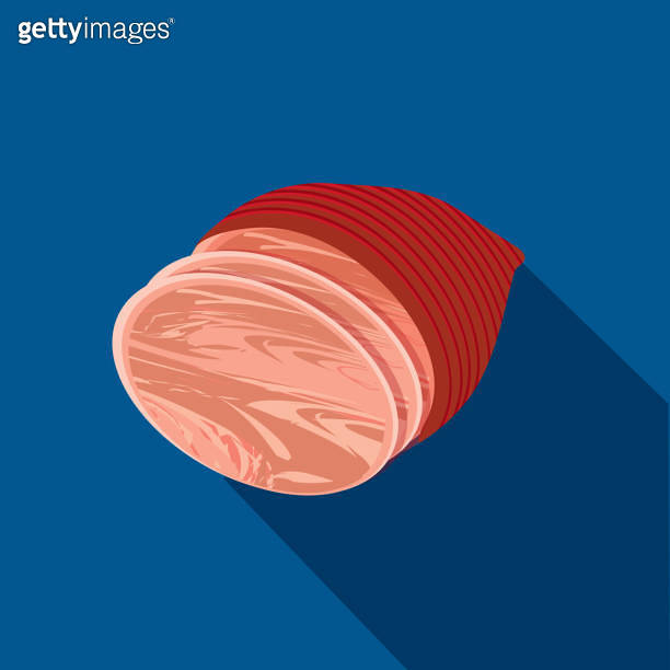 Deli meat cuts spiral ham slices Flat Design themed Icon with shadow ...