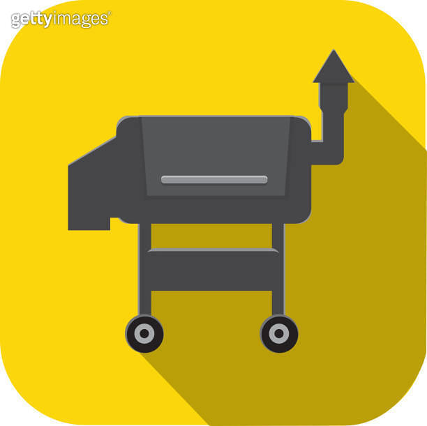 Smokehouse smoker Flat Design BBQ or barbecue themed Icon with shadow ...