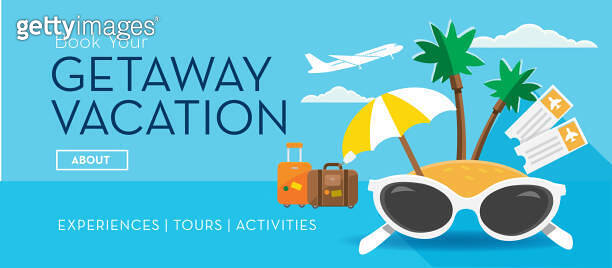 Travel banner Getaway vacation tropical island design template 이미지 ...