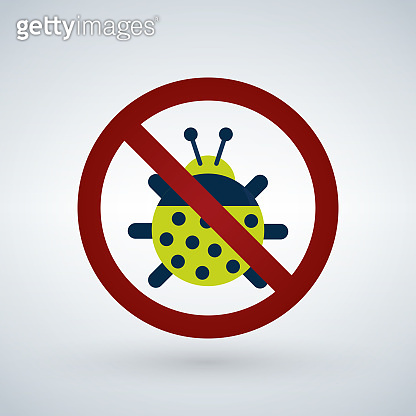 Bugs stop sign. parasite icon. Vector illustration of tick warning. Bug ...