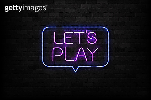 Vector realistic isolated neon sign of Let's Play logo for decoration ...