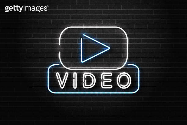 Vector realistic isolated neon sign of video player logo for decoration ...