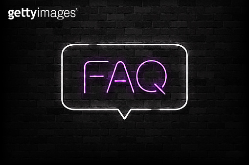 Vector realistic isolated neon sign of FAQ logo for decoration and ...