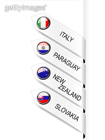 Vector navigation template with flags, menu options, pointer of ...