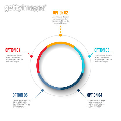 Business data visualization. Abstract element of cycle diagram with 5 ...