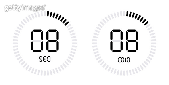 Timer countdown with minutes and seconds Icons. 이미지 (1085643064) - 게티이미지뱅크