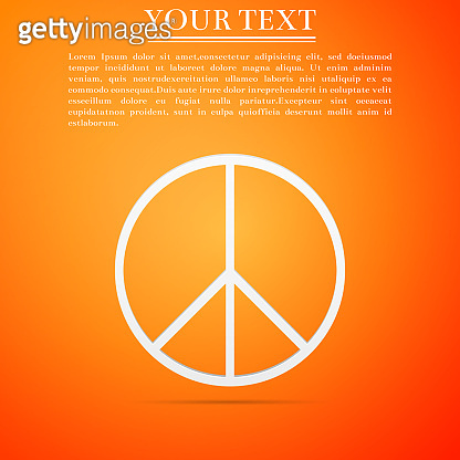 Peace sign icon isolated on orange background. Hippie symbol of peace ...