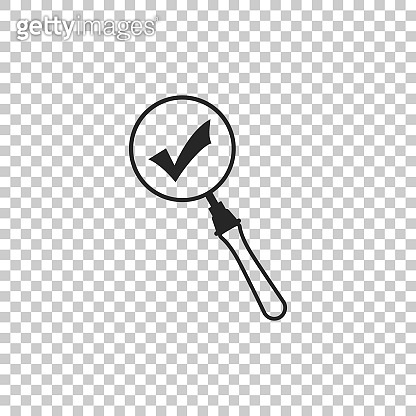 Magnifying glass and check mark icon isolated on transparent background ...