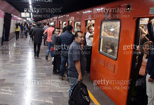 People At Mexico City Metro Platform During Rush Hour Scene In Mexico ...